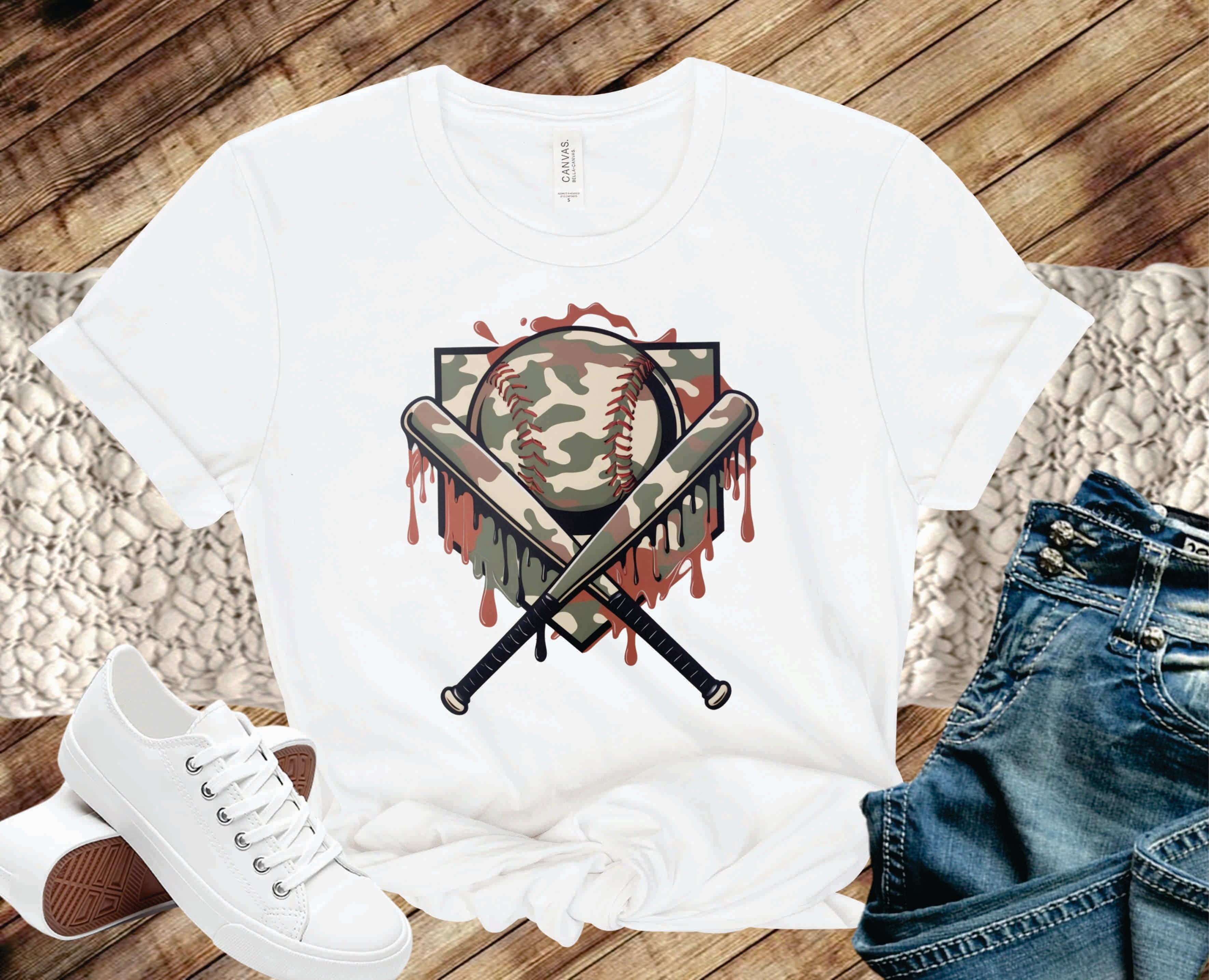 Camo Drip Baseball- Transfer