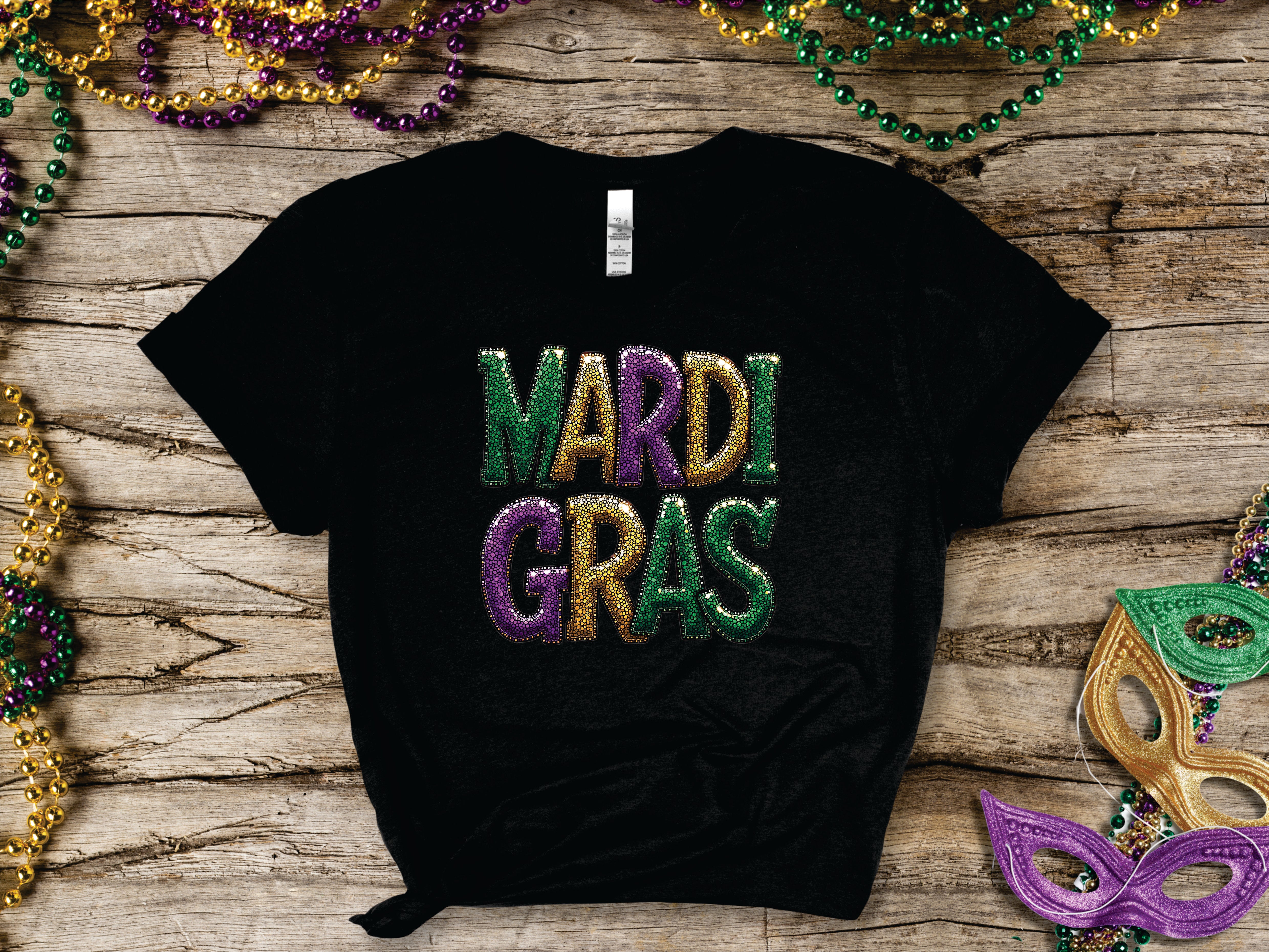 Faux Glitter Mardi Gras - Transfer